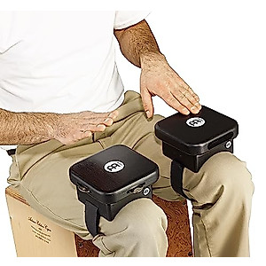 Meinl Percussion Knee Tap with Tambourine Jingles for Cajon Players, Includes Adjustable Strap — NOT Made in China — Play with Your Hands, Hollow Hardwood Body, 2-Year Warranty, Black (KP-JT-BK)