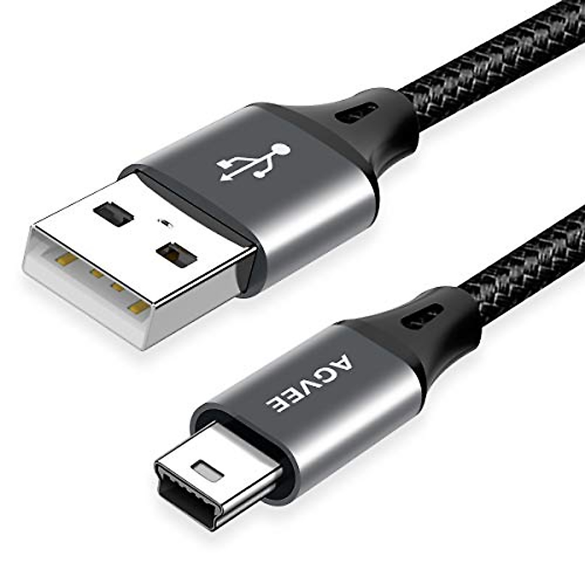 AGVEE [2 Pack 6ft Replacement for Garmin Nuvi GPS Charger Data Cable Gpsmap Charging Cord, TI-84 Plus/CE/C Silver, Blue Yeti USB Microphone/Pro Mic, for Canon IFC-400PCU/300PCU/200U, Dark Gray