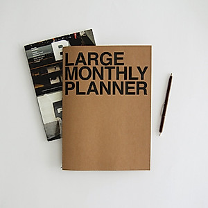 JSTORY Large Monthly Planner Lays Flat Undated Year Round Flexible Cover Goal/Time Organizer Thick Paper Eco Friendly Customizable Stitch Bound A4 16 Months 18 Sheets Kraft 8.46 x 11.61 Inches
