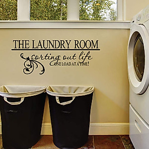 Laundry Room Decals Vinyl Art Lettering Decals for Walls Peel and Stick Laundry Sign Stickers Decor 22×9IN