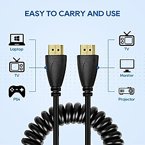 UCEC 4k Full HDMI to Full HDMI Coiled Cable for Atomos Compatible for Ninja Star Recorder(11.8 inch-17.7 inch)