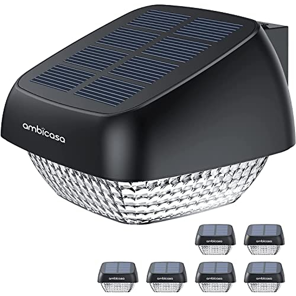 AmbiCasa Solar Deck Lights, 6 Pack Outdoor Fence Lights Solar Power Step Lights with Warm Light & RGB, IP65 Waterproof Outside Front Back Yard Lighting Decor for Stairs Patio Garden Pool Pathway