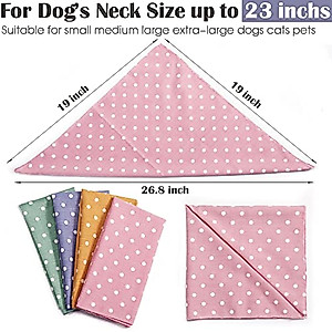 4PCS Summer Dog Bandanas Cute Soft Cotton Puppy Cat Scarfs Washable Daily Handkerchief Pink Green Blue Orange Comfortable Gifts, Adjustable Accessories for Small Medium Large Girl Boy Pup Pet