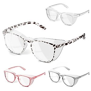 4-Pack Fashion Safety Glasses Goggles Anti Fog for Women Man Ansi Z87.1 Safety Glasses Anti Blue Light / Anti-Scratch / Anti-pollen Protective Eyewear for Nurse Dental and Daily Use Reading Available
