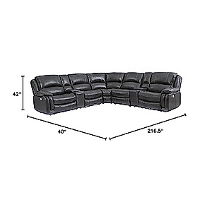 Steve Silver Denver 7 Piece Charcoal Leather Power Reclining Sectional