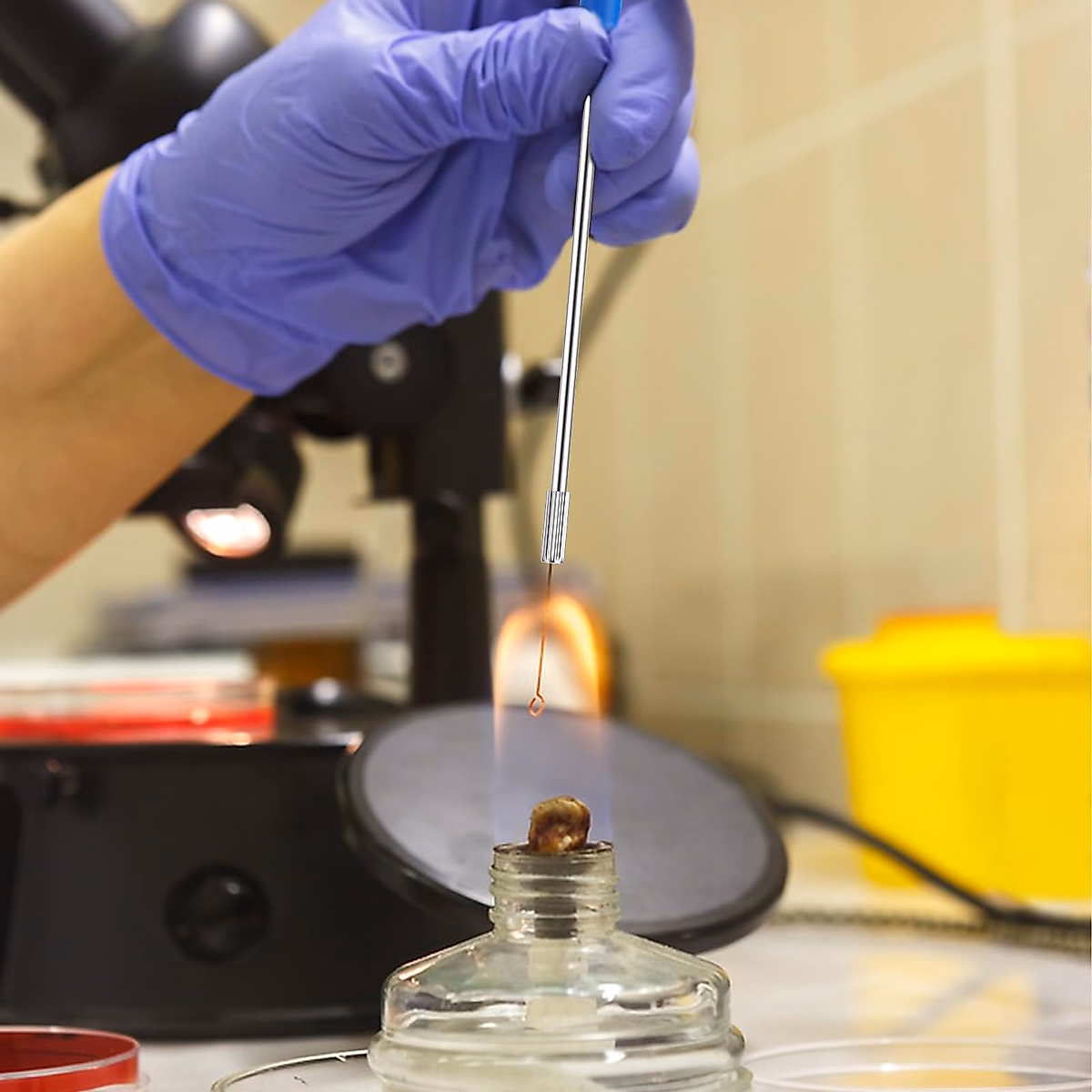 2 Pieces Inoculation Loop Mycology Reusable Supplies Inoculation Loop Kit with 70 Replaceable Chromium Alloy Needle Tip Inoculation Loops for Kit Laboratory Research Tools