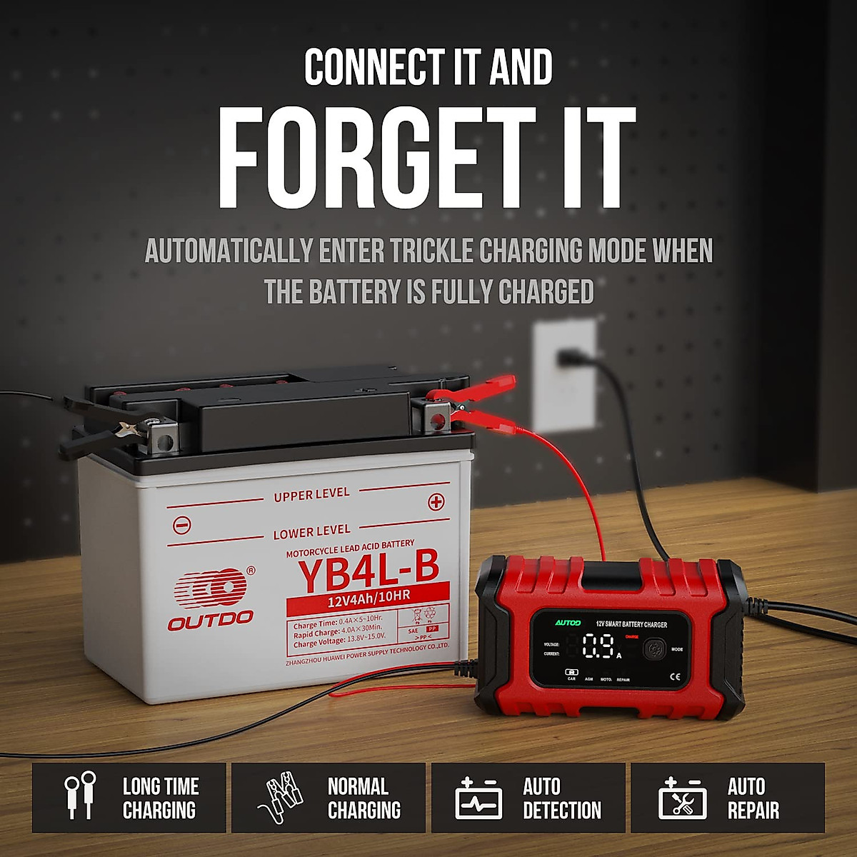 6-Amp Car Battery Charger, 12V Smart Automatic Battery Charger Maintainer Trickle Charger with Temperature Compensation for Car Truck Motorcycle Lawn Mower Boat Marine Lead Acid Batteries