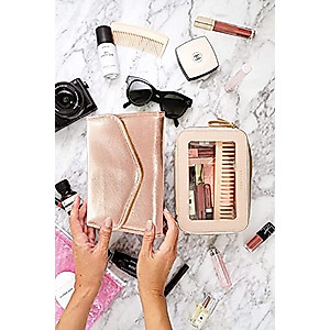 Altitude Boutique Travel Jewelry Organizer Roll Foldable Jewelry Case for Journey Packing Vacation-Rings, Necklaces, Bracelets, Earrings (Rose Gold, Medium)