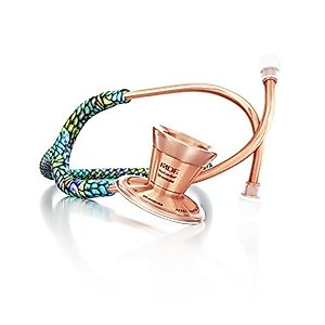 MDF Instruments Mermaid Rose Gold ProCardial Cardiology Stethoscope, Limited Edition Mprints, Lightweight Titanium, Adult, Dual Head, Mermaid Tube, Rose Gold Chestpiece-Headset, MDF797TMMRG