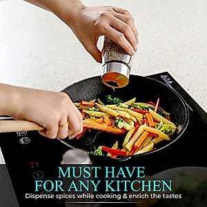 Salt Shaker or Pepper Shaker with Adjustable Pour Holes - Stainless Steel Spice Dispenser - Perfect for Pink Himalayan, Table Salt, Black and White Pepper