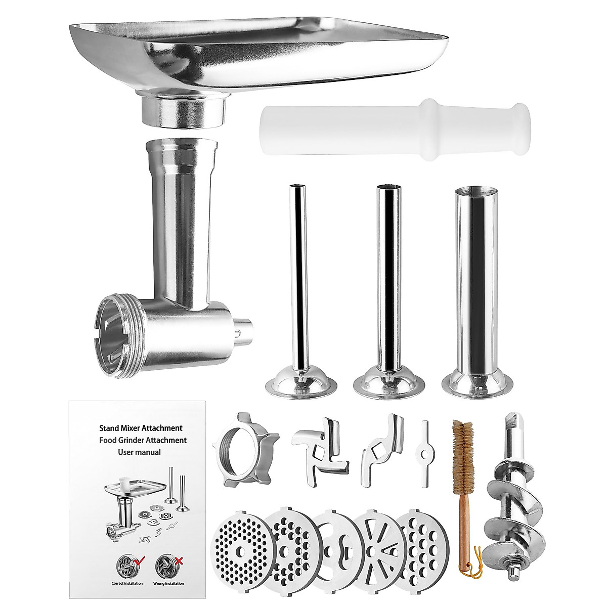 Meat Grinder Attachment for Kitchenaid, HOMGEN Professional Food Meat Grinder Attachment for Kitchenaid Durable Sausage Stuffer for kitchenaid Standmixers With Complete Accessories to Enjoy Cooking