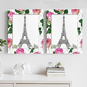 POFATO Plant Pink Rose 8x10 Picture Frame Wood Photo Frame for Tabletop Display Wall Mount Picture Frame Display 8 x 10 Inch Photo Wall Decor Home Gift Frames