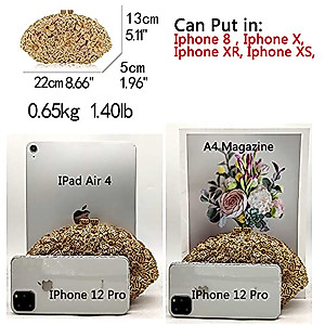 Dazzling Crystal Flower Women Crystal Clutch Evening Bag Wedding Party Diamond Handbag and Purse (Red)