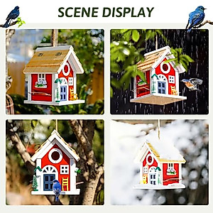 2IN1 Red Bluebird House and Birdfeeder for Outside - Stainless Perch with Removable Protector - Finch, Sparrows Bird House for Pole On Post,Outdoor Bird Houses,Birdhouse for Garden Viewing