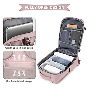 coowoz Large Travel Backpack For Women Men,Carry On Backpack Flight Approved,Hiking Backpack Waterproof Outdoor Rucksack Casual Daypack Fit 15.6 Inch Laptop Shoes Compartment (Pink Purple-L)