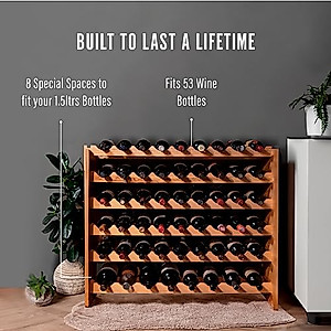 Uva Nova Large Wine Rack | Wine Rack Wood | Wine Cellar Racks | 53 Bottle Wine Bottle Storage | Pine Wood Magnum Bottle Wine Rack Fits 8 Magnum Bottles