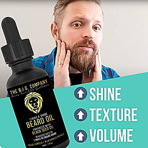Beard Oil for Men - Beard Conditioner is a Softener for Coarse Dry Beards - Supports Natural Growth - Enhanced with Black Seed Oil - Eliminates Dandruff - Regal Vanilla Scented - The B.I.G. Company