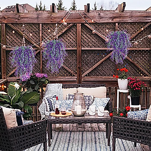 Uieke Pack of 4 Artificial Hanging Plants 2.7FT Artificial Ivy Leaf Plants Vine Hanging Garland Fake Vines Plastic Fake Plants Home Room Kitchen Outdoor Garden Office Wedding Wall Decor Purple