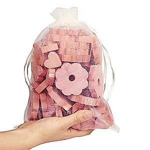 Langxinese 50 Pk, 2" Cedar Rings for Hangers, 1" Cedar Loves for Closets, Cedar Blocks for Clothes Storage, Closet Freshener, Aromatic Red Ceder, Cedar Flower Shape Rings