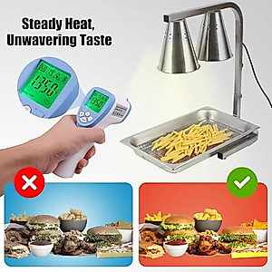 vhdurike Heat Lamp Food Warmer, Electric Food Warmer Light with Food Pan, Commercial Gold Food Heat Lamp, Food Warmer Lamp for Home, Restaurant