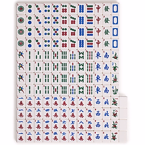 Yellow Mountain Imports Classic Chinese Mahjong Game Set, Champagne Gold - with 148 Medium Size Tiles and a Wooden Case - for Chinese Style Game Play