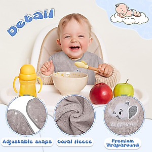 Newwiee 9 Pieces Baby Food Bibs Unisex Toddler Bibs for Feeding Soft Adjustable Large Towel Bibs Water Absorbent Oral Fleece Drooling Bibs with Snaps for Girls Boys Eating Teething, 9 Styles