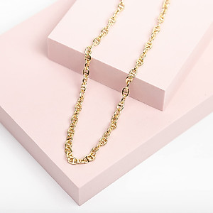 PAVOI 14K Yellow Gold Plated Anchor Chain Necklace | Gold Plated Womens Chain Necklace | Womens Trendy Chain Necklace