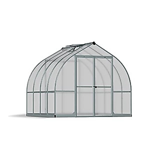 Palram - Canopia Bella Hobby Greenhouse, 8' x 8', Silver with Twin Wall Glazing