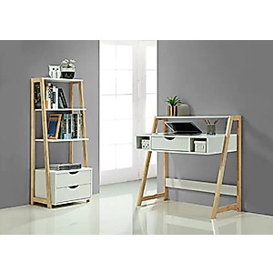 4D Concepts Heidi Collection Desk, White and Natural Wood