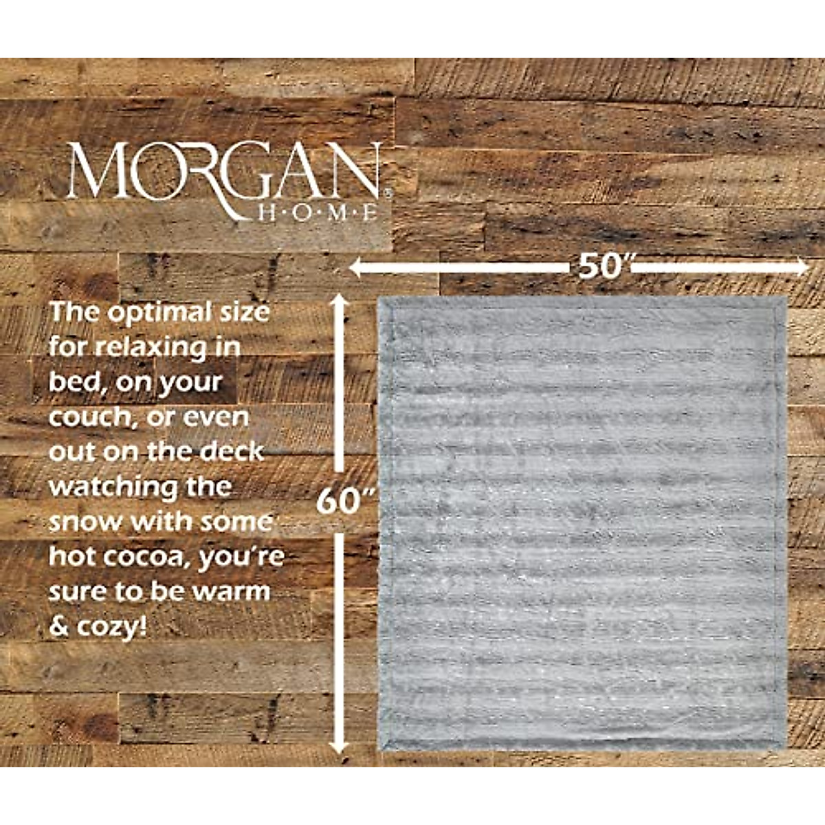 Morgan Home Velvet Plush/Faux Fur Reverse to Sherpa Throw - 50 by 60 inch Lightweight Throw for Bed and Couch (Grey Faux Fur, 50 x 60)