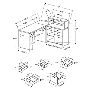 Monarch Specialties Computer Desk L-Shaped - Left or Right Set- Up - Corner Desk with Hutch 60"L (Black - Grey Top)