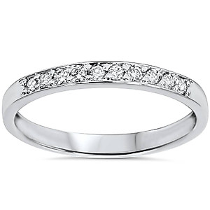 P3 POMPEII3 1/4ct Diamond Stackable Wedding Ring 14K White Gold - Size 4.5