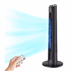VEOHAUT Tower Fan-Oscillating Fan for Home, Quiet, Cooling, LED Display, 12-Hour Timer, 36'' Electric Black Standing Bladeless Fan with Remote for Bedroom, House, Office, Living Room