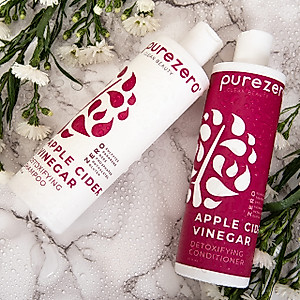 Purezero Apple Cider Vinegar Shampoo & Conditioner Set - Detox Scalp & Hair - pH balanced -Increase Hydration - Zero Sulfates, Parabens, Dyes - 100% Vegan & Cruelty Free - Great For Color Treated Hair