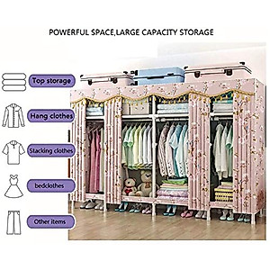 SHAWLA Shoe Rack, Shoe Rack, Wardrobe Portable Closet for Bedroom, Shelves Fabric Foldable Closet Storage Organizer Easy to Assemble for Clothes Shoes,Stripe 110x45x165CM (Town)