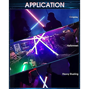 Dueling Light Saber, Motion Control Lightsabers for Adults,Smooth Swing Light Saber with 10 Sound Fonts,RGB 12 Colors Changeable, Metal Hilt for Halloween Cosplay Party,Birthday Gift, Grey,S9