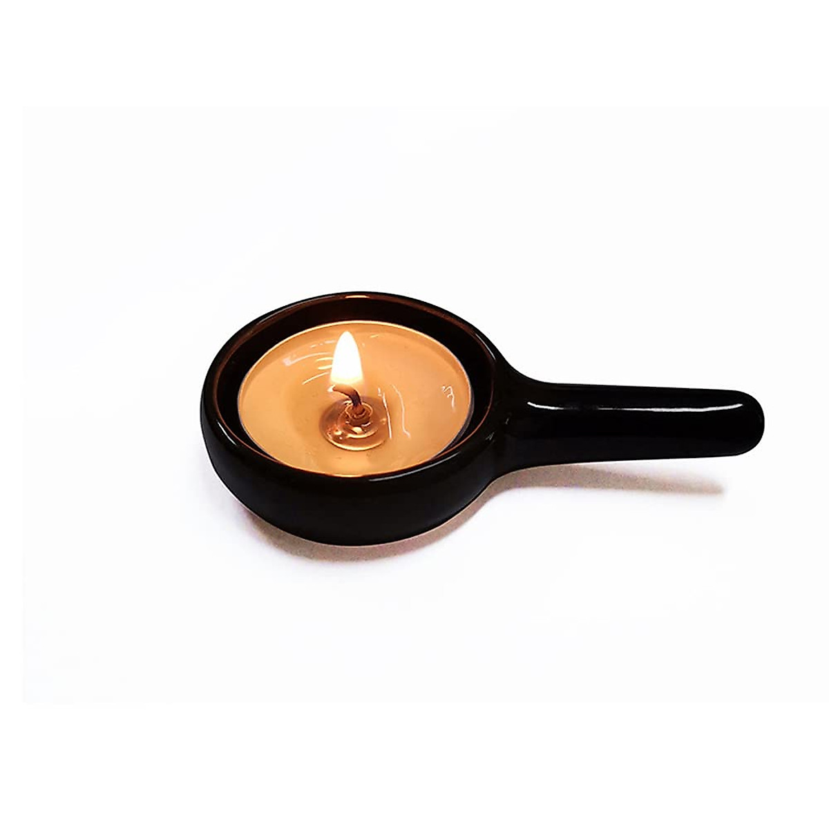 4Pcs Ceramic Candle Spoon Tray Holder Tealight Wax Warmer Little Candle Spoon Replacement Fragrance Aromatherapy Furnace Accessories, Black