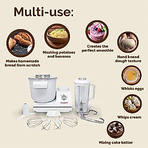 WONDERMILL -Complete Bread Dough Mixer Machine with Dough Hook -Bread Kneader and Dough Maker - Dough Kneading Machine Mixers Kitchen Electric Stand Mixer -Upgraded Wondermix Revolution Kitchen Mixer