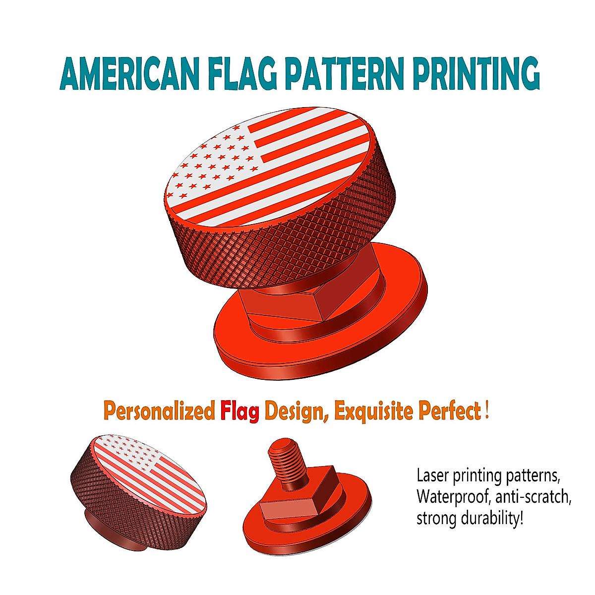 Welding Hood Helmet Pipeliner Fasteners-1Pair USA Flag Pattern Aluminum Helmet Pipeliner Headgear Replacement Parts Accessories Screws Flip Hood, Anti-rust