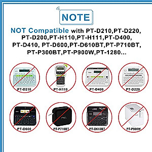 5-Pack Compatible Brother P Touch M-231 M Tape M-K 231 431 531 631 731 Label Tape for Brother PT-65 PT-90 PT-M95 PT-70BM PT-45 Label Maker,12mm 0.47 White/Red/Blue/Yellow/Green