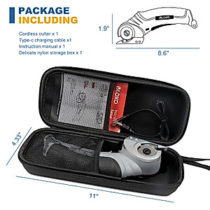 VLOXO Cordless Cardboard Cutter, Electric Fabric Cutter with Safety Lock 4.2V Electric Scissors Multi-Cutting Tools, Rechargeable Rotary Cutter Electric for Leather Felt Rug Box with Storage Box Grey