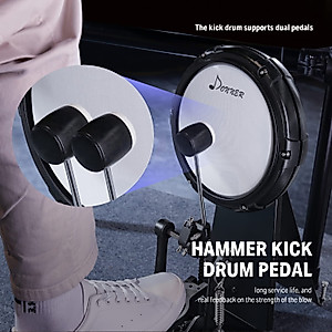 Donner DED-400 Electric Drum Set with Electric Drum AMP 35-Watt Electronic Drum Amplifier DDA-35 Keyboard Speaker with Aux in and Wireless audio connection, Drum/Keyboard/MIC 3 in 1 Amplifier with 3-