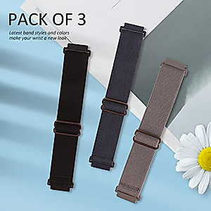 3 Pack Stretchy Nylon Watch Bands Compatible with Amazfit GTS/GTS2/GTS 3/GTS 2e/GTS 2 mini/GTS 4 mini, 20MM Loop Elastic Straps for Amazfit Bip U Pro/Bip/Bip Lite/Bip S/Bip S lite/Bip U Bip 3/Bip 3 Pro for Women Men