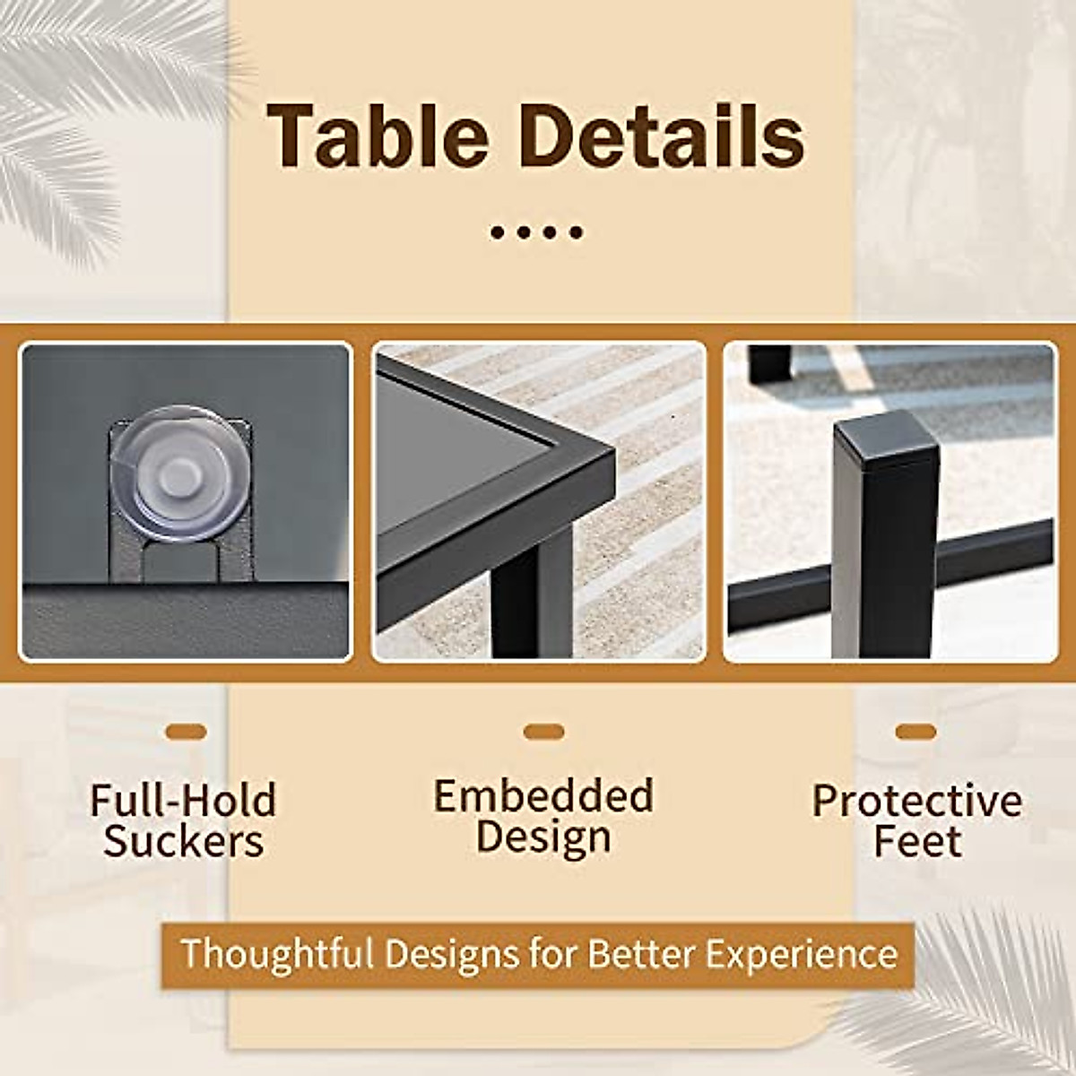 Flamaker 4 Pieces Patio Furniture Outdoor Furniture Set Textilene Bistro Set Modern Conversation Set Black Bistro Set with Loveseat Tea Table for Home, Lawn and Balcony (Yellow)