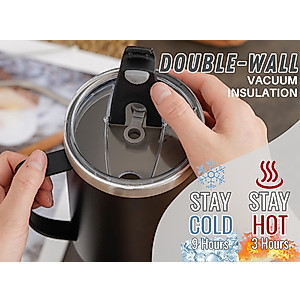 Onebttl Retirement Gifts for Men, Retirement Tumbler for Men 40oz Insulated Travel Cup with Handle, Retired Gifts for Dad, Grandpa, Friends, CoWorker (Black, Goodbye)