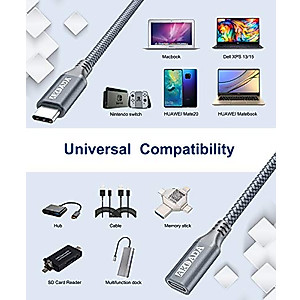 AkoaDa USB C Extension Cable 5FT/1.5M [100W 10Gbps], USB-C 3.2 Extension Cable USB C Extender Cable 4K Video,Compatible with Oculus Link Thunderbolt 3 MacBook Pro/Air, iPad Pro 2020, More