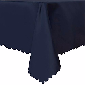 LUSHVIDA Rectangle Table Cloth – Washable Water Resistance Microfiber Tablecloth Decorative Table Cover for Banquet Party Kitchen Dining Room, Navy 60 x 84 Inch