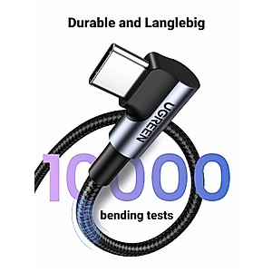UGREEN USB to USB C Cable 2-Pack 90 Degree USB C Fast Charging Cord Compatible with iPhone 15/15 Plus/15 Pro/15 Pro Max/Samsung Galaxy S10/S10+/Pixel 7/6a/LG G8/G7/Pixel/Switch, etc. 6.6FT