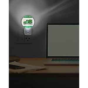 Night Light Plug into Wall, LED Nightlights St. Patrick's Day Green Truck Lucky Shamrocks Wood Grain Small Nightlight Auto Dusk-to-Dawn Sensor Lamp LED Night Lights for Kid's Bedroom, Bathroom