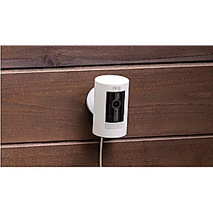Ring Stick Up Cam Plug-In HD security camera with two-way talk, Works with Alexa – White – 2-Pack